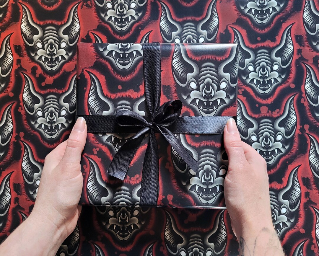 Trad Bat Mono Grimwrap | Tattoo Bat Wrapping Paper, Traditional Tattoo ...