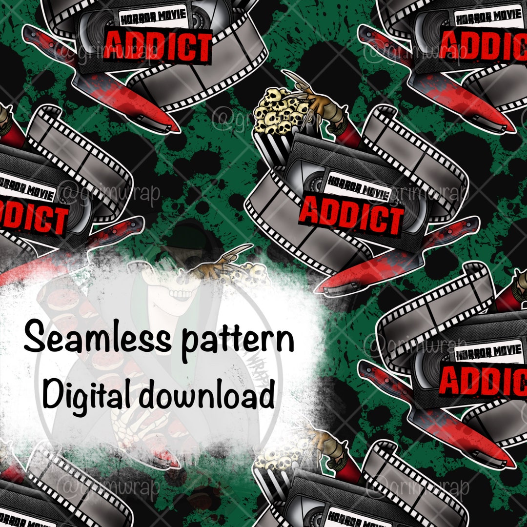 Horror Movie Addict | Hand Drawn Non Exclusive Digital Seamless Pattern ...