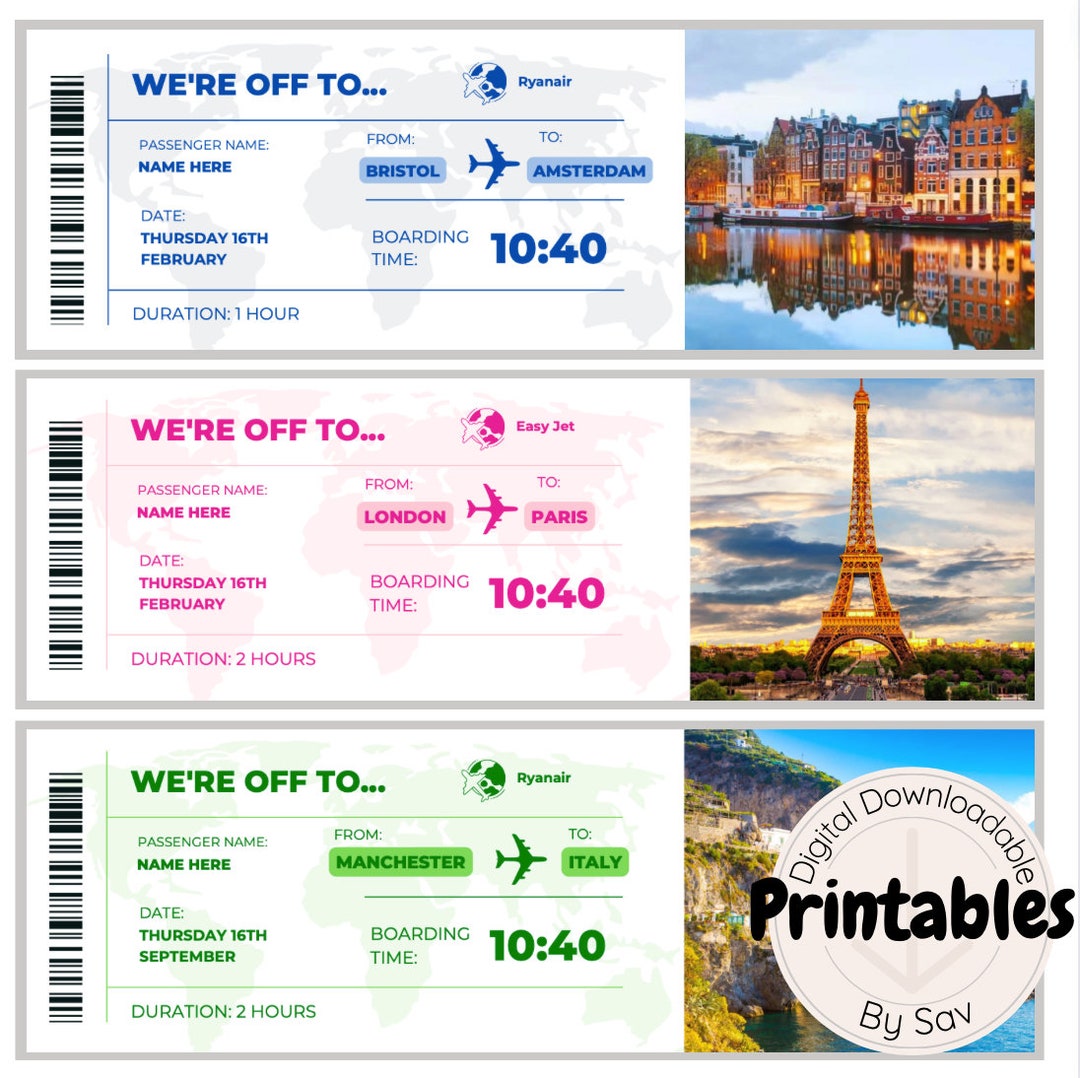 Personalised Travel Boarding Pass Gift, Digitally Sent Only - Etsy