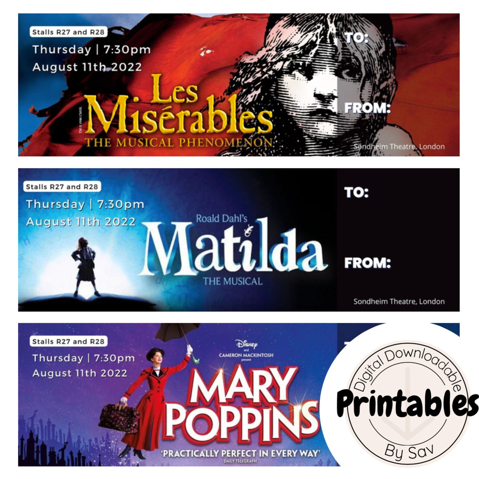 Personalised Musical Theatre Ticket - Digital Download, Digitally Sent ...