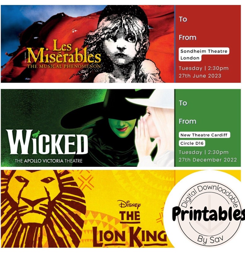 Personalised Musical Theatre Ticket - Digital Download, Digitally Sent ...