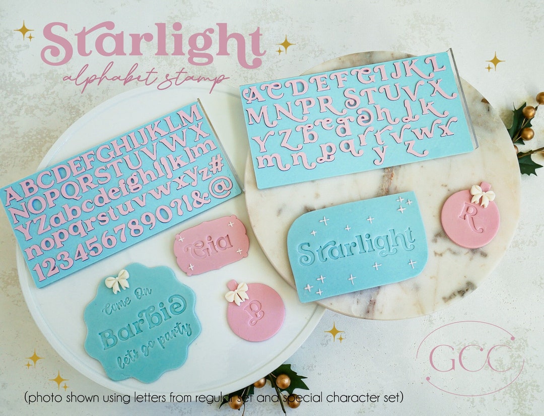 Starlight Alphabet Stamp - Cake Stamp, Cookie Fondant Decorating Supply ...