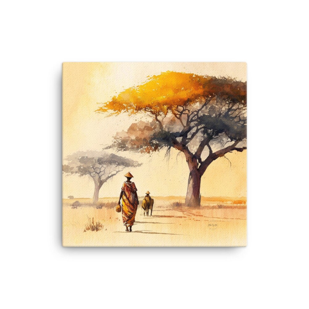 African Tree, African Art, Watercolor, Canvas Painting Print, Black Art ...