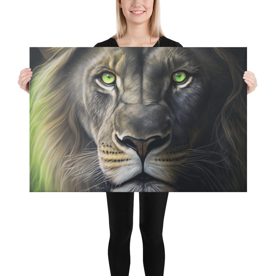 Nightmare Lion King of the Jungle Green Cat Darkness - Etsy