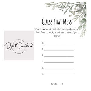 Guess That Mess Baby Shower Diaper Game - Etsy