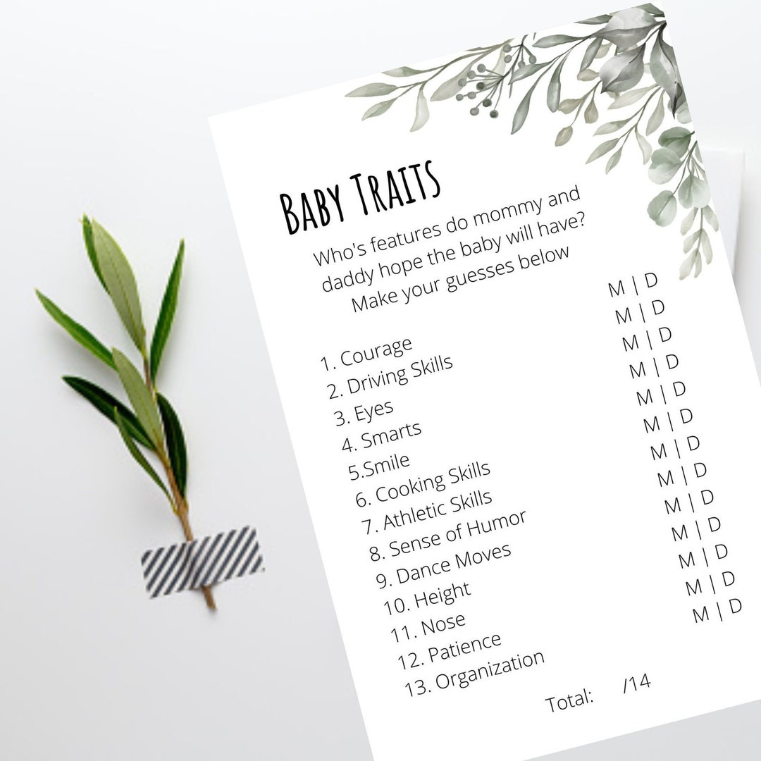 Baby Traits Shower Game - Etsy