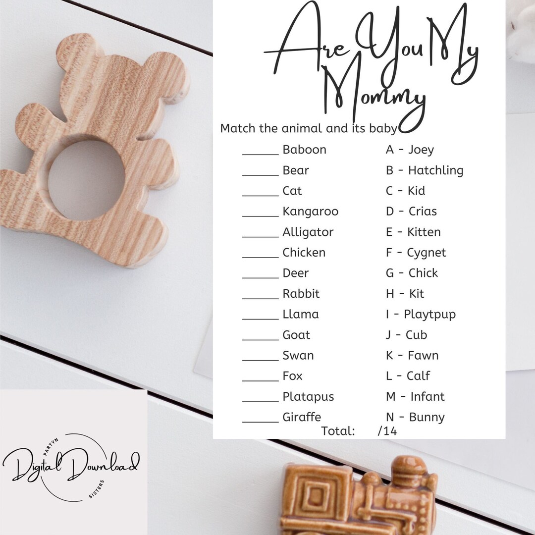 Are You My Mommy Printable Baby Shower Game Simple - Etsy