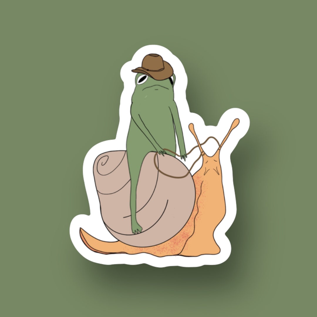 Frog Riding Snail | Waterproof, Weatherproof, Vinyl Sticker - Etsy