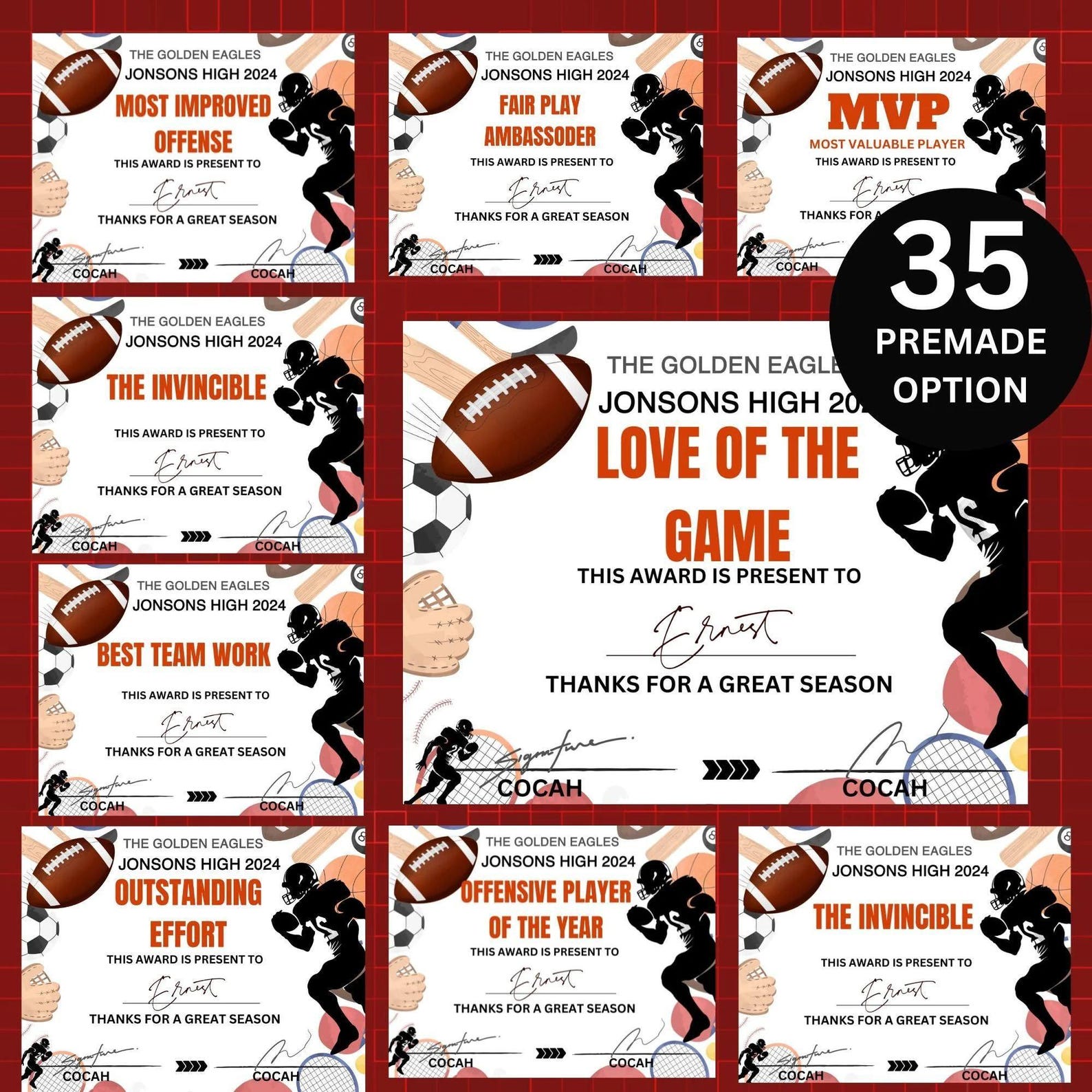 Editable Rugby Award Certificate/end of Season Award Certificate/team ...