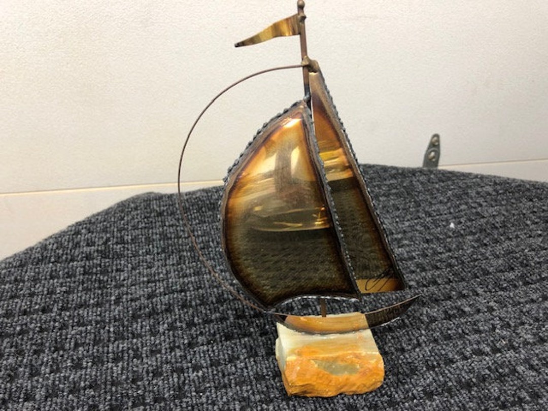 Signed by Artist Copper Sail Boat With Marble Bottom From Hawaii - Etsy