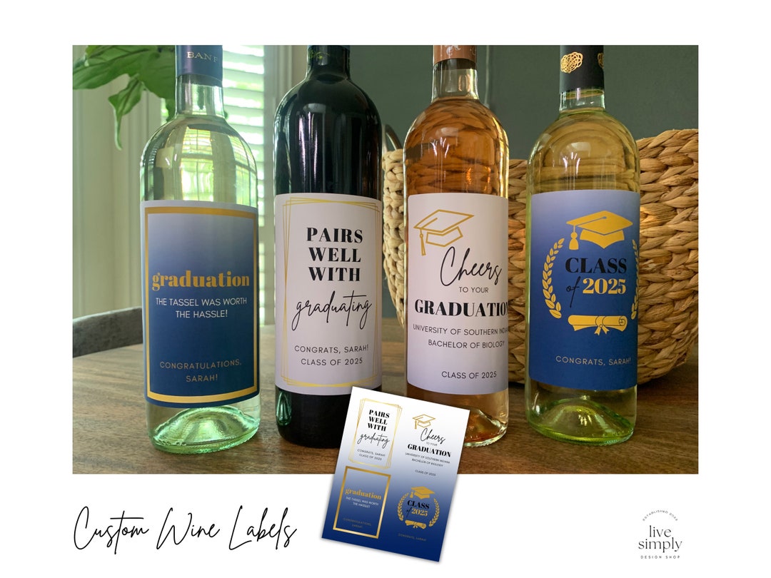 Graduation Wine Labels Personalized Milestone Labels Party Decoration ...