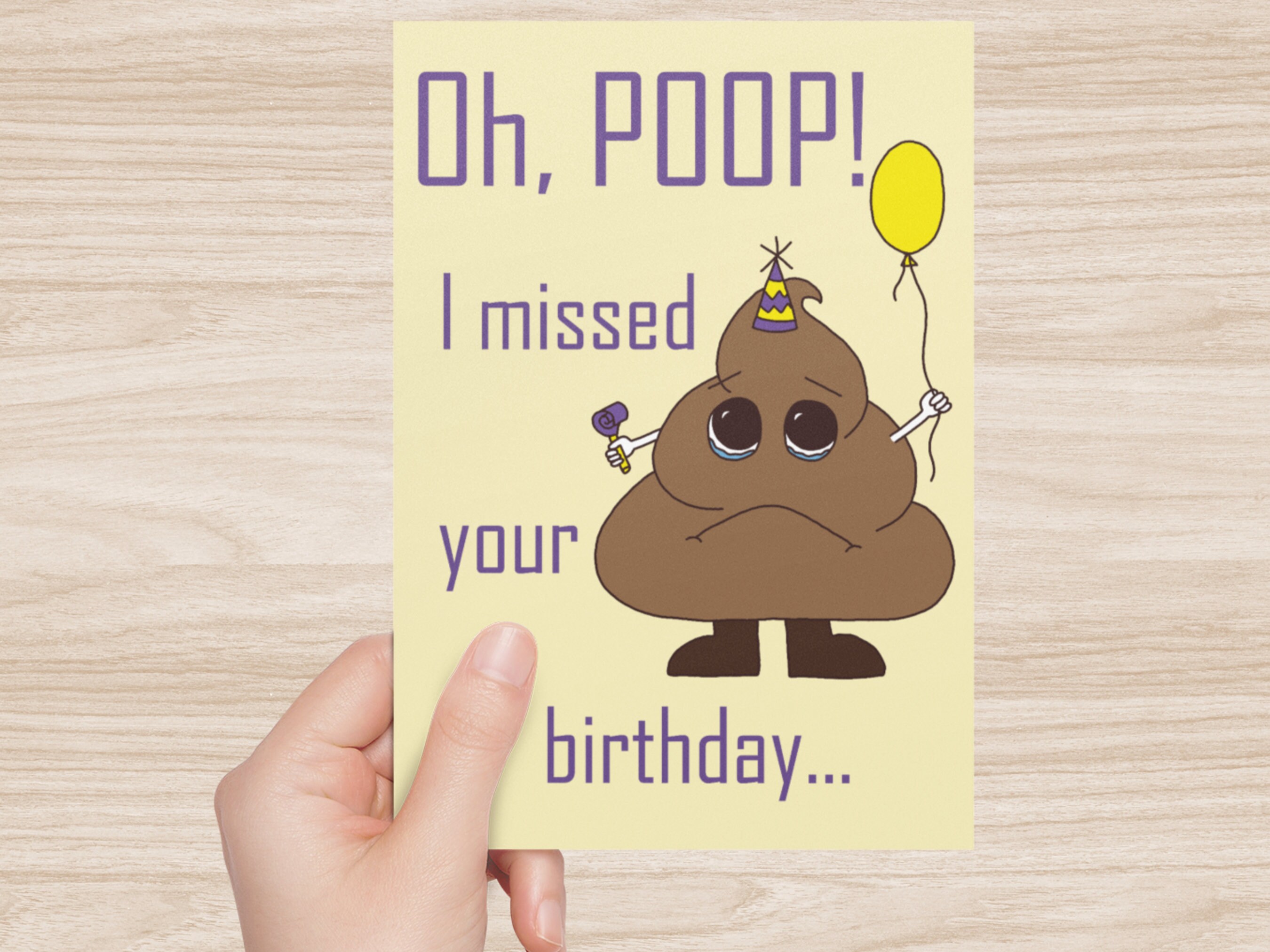 Poop Emoji Belated Birthday Card Funny Poop Card Brother Sister Wife ...