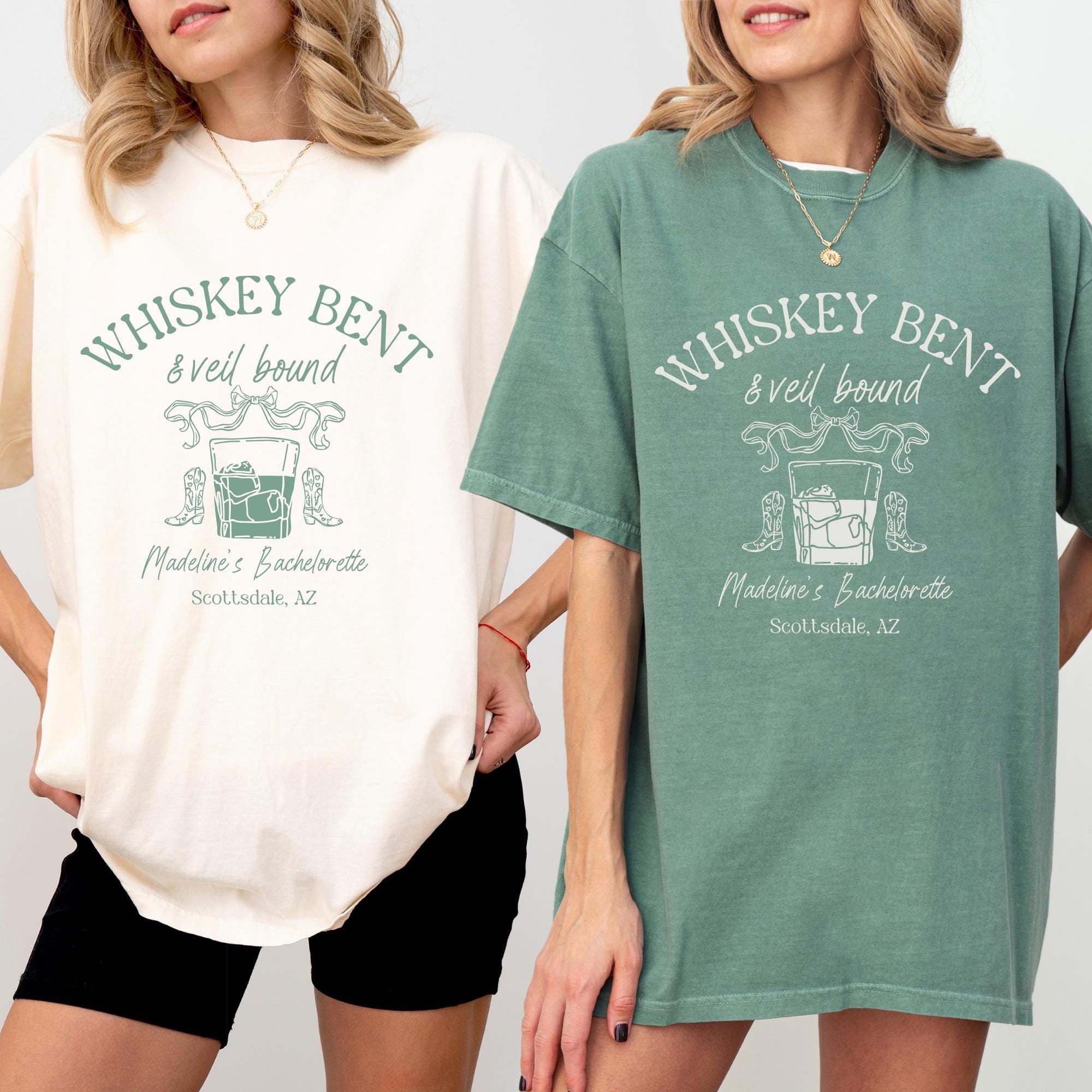 Whiskey Bent and Veil Bound, Custom Bachelorette Party Shirts, Western ...