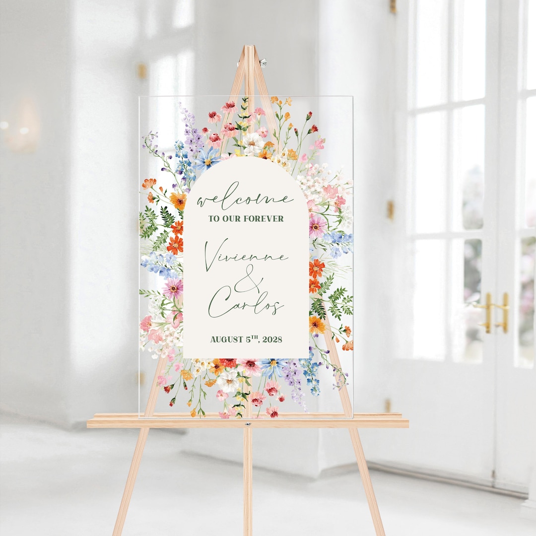 Wildflower Wedding Welcome Sign, Acrylic Wedding Welcome Sign, Acrylic ...