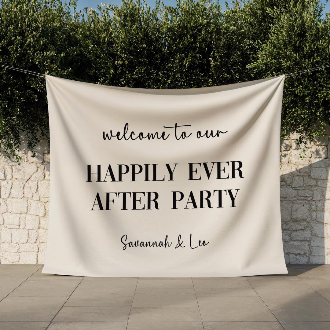 Fabric Wedding Welcome Sign, Wedding Reception Signage, Happily Ever ...