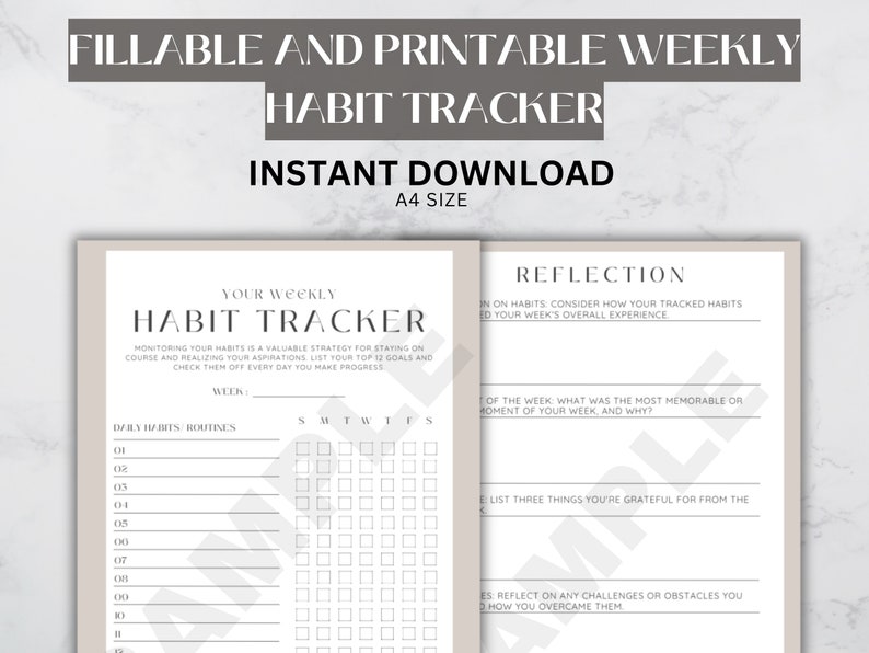 Weekly Habit Tracker Printable and Fillable Tracker Routine - Etsy