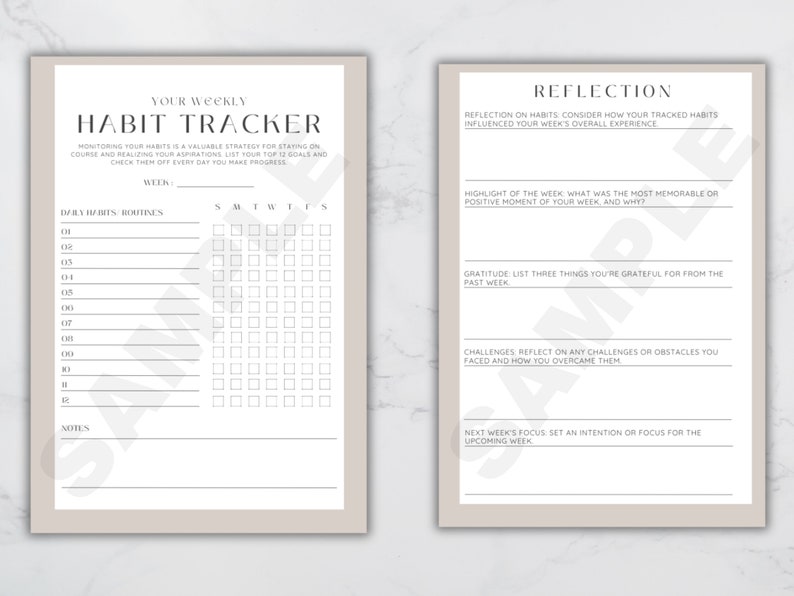 Weekly Habit Tracker Printable and Fillable Tracker Routine - Etsy