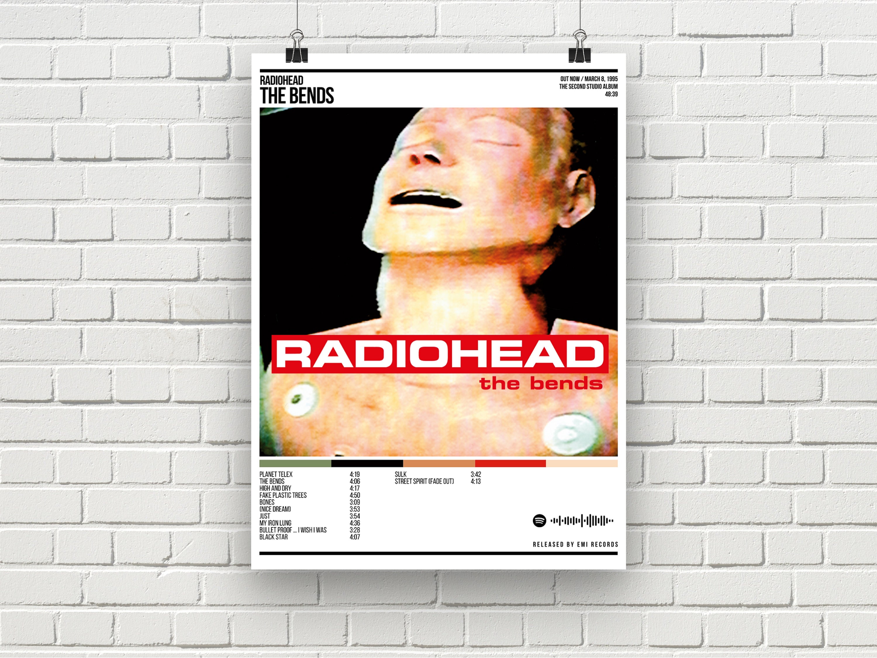 The Bends Album Poster / Radiohead / Album Cover Poster / Wall Art ...