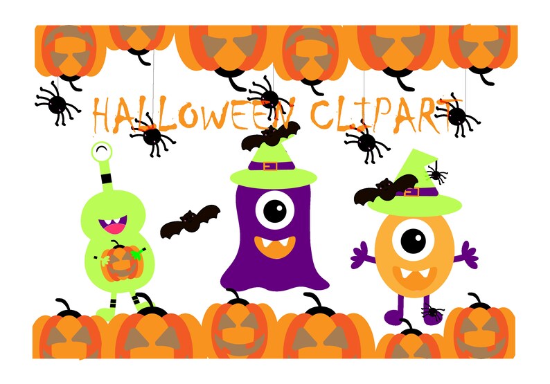 Halloween Monsters Clipart Monsters Clip Art Halloween - Etsy