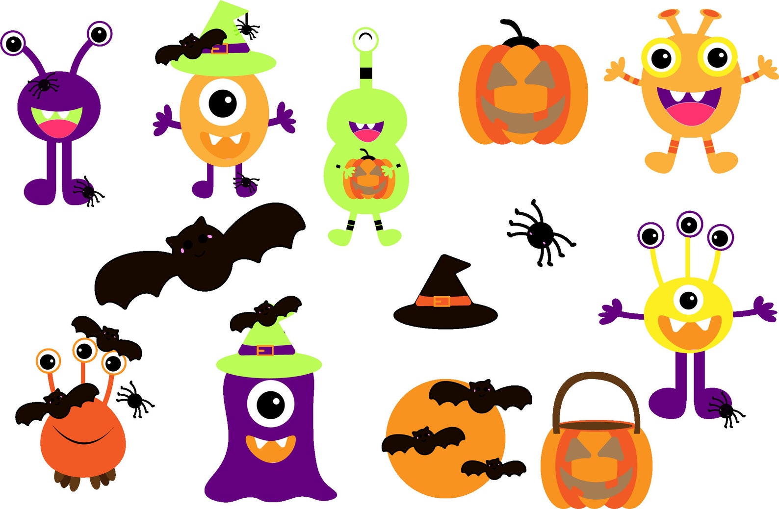 Halloween Monsters Clipart Monsters Clip Art Halloween - Etsy