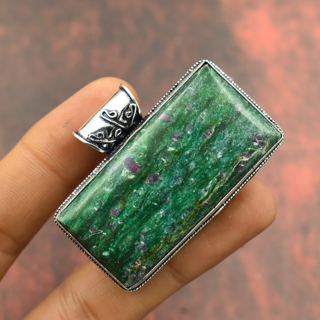 Valuable Ruby Fuchsite Pendant, Gemstone Pendant, Green Pendant, 925 ...