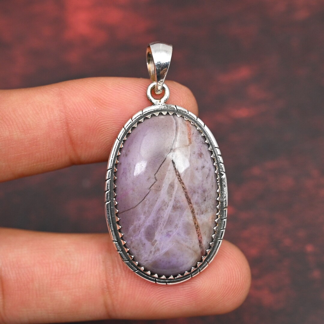 Rare Chevron Amethyst Pendant, Gemstone Pendant, Purple Pendant, 925 ...