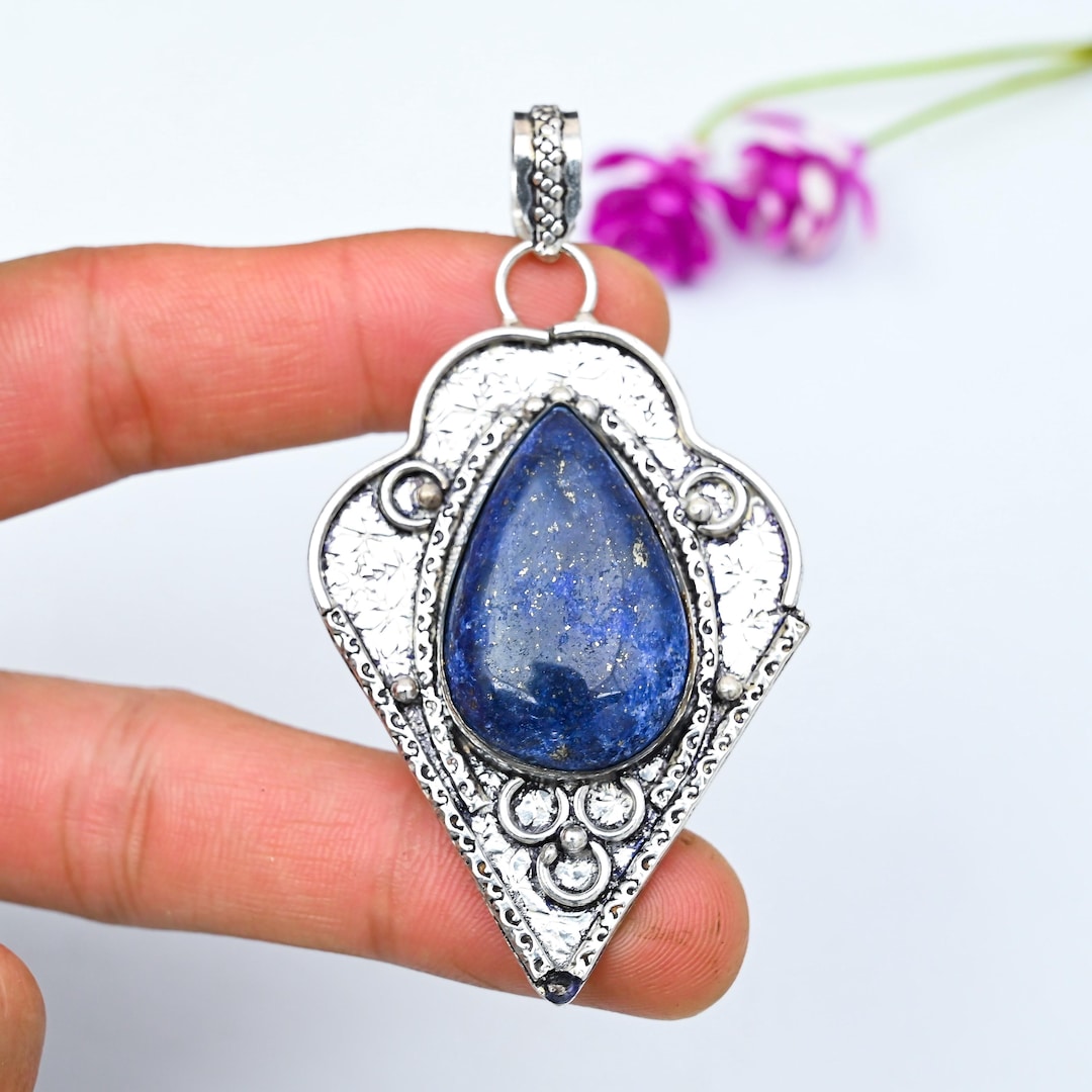 Lapis Lazuli Gemstone Healing Handmade Jewelry, 925 Sterling Silver ...