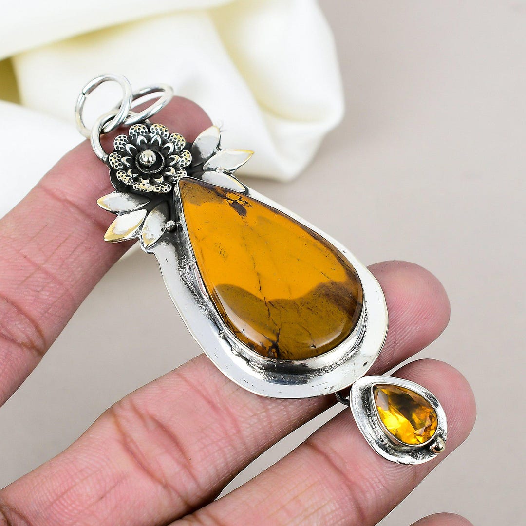 Natural Mookaite Jasper 925 Sterling Silver Citrine Gemstone Handmade ...