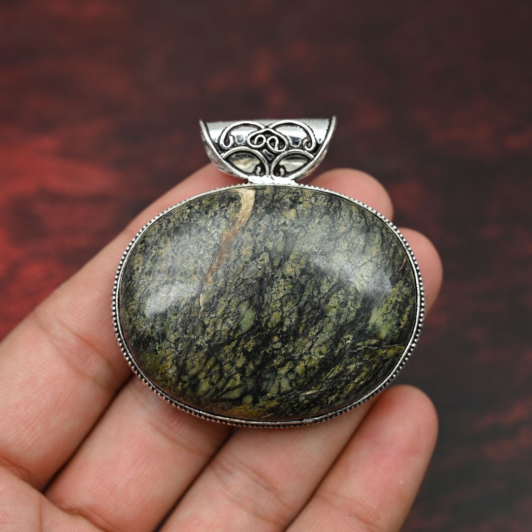 Oval Gogunjula Gemstone Boho Silver Handmade Antique Pendant, Rare ...