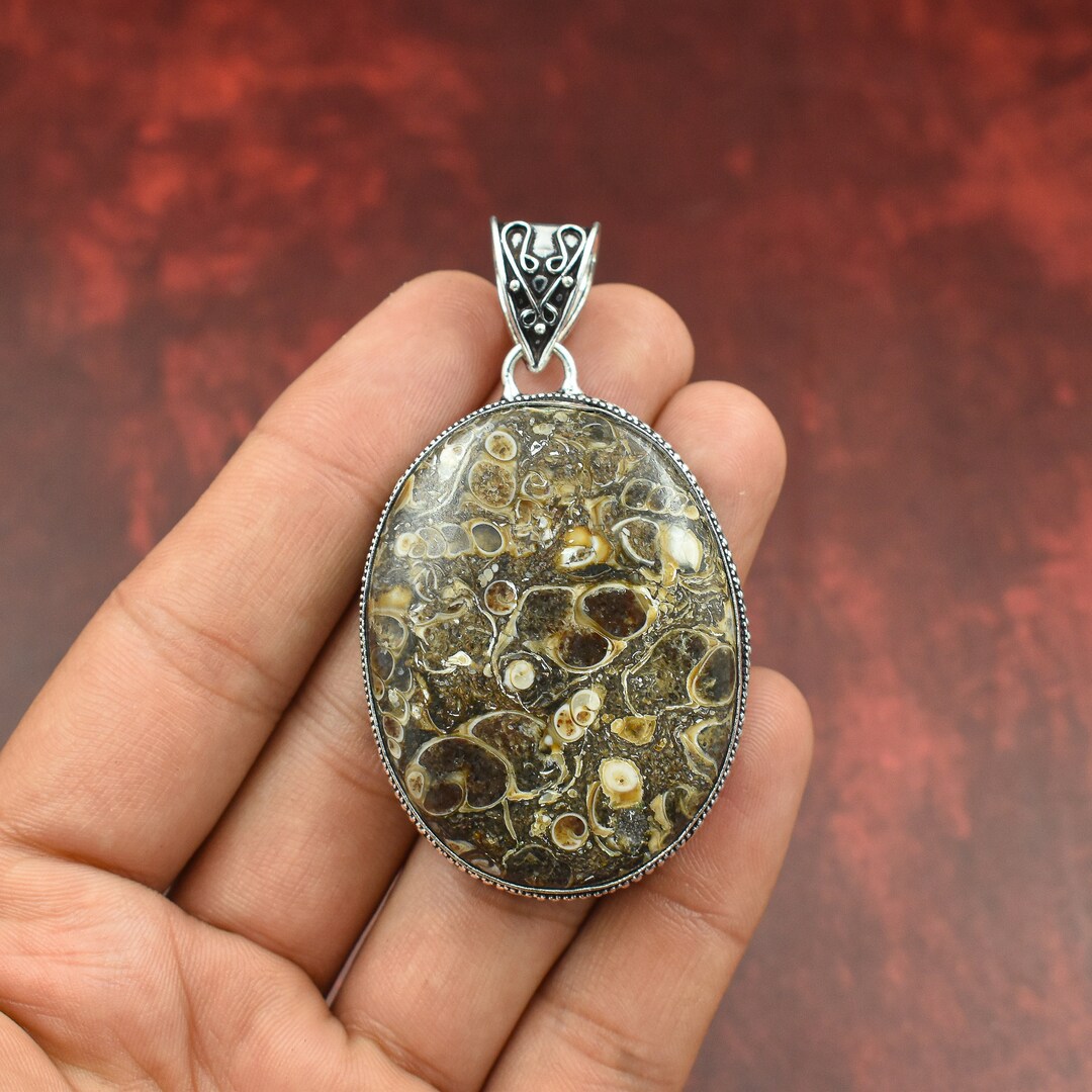 100% Genuine Turtella Fossil Pendant, Gemstone Pendant, Brown Pendant ...