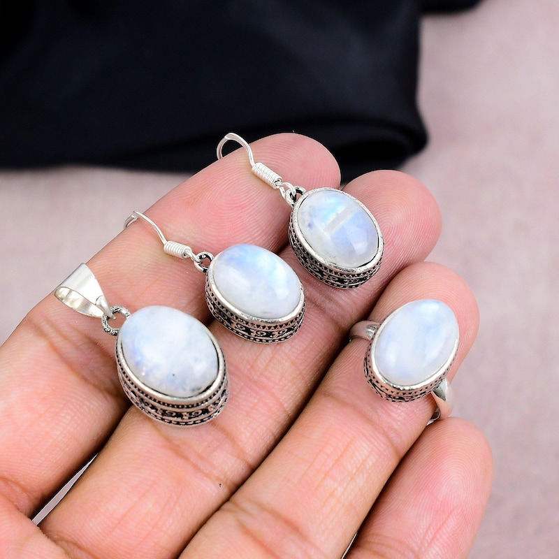 Moonstone Wedding Set - Etsy