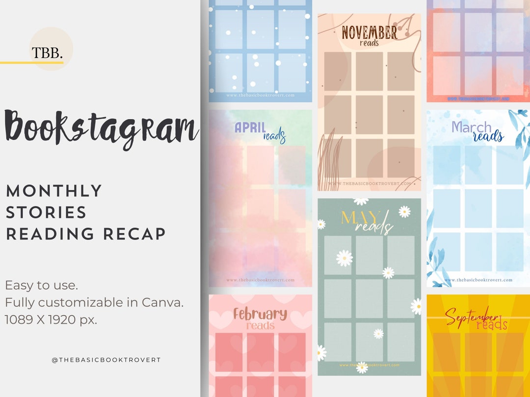 Bookstagram Instagram Stories Monthly Reading Tracker, Social Media ...