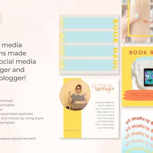 Book Instagram Post Templates, Bright Bookstagram Templates ...