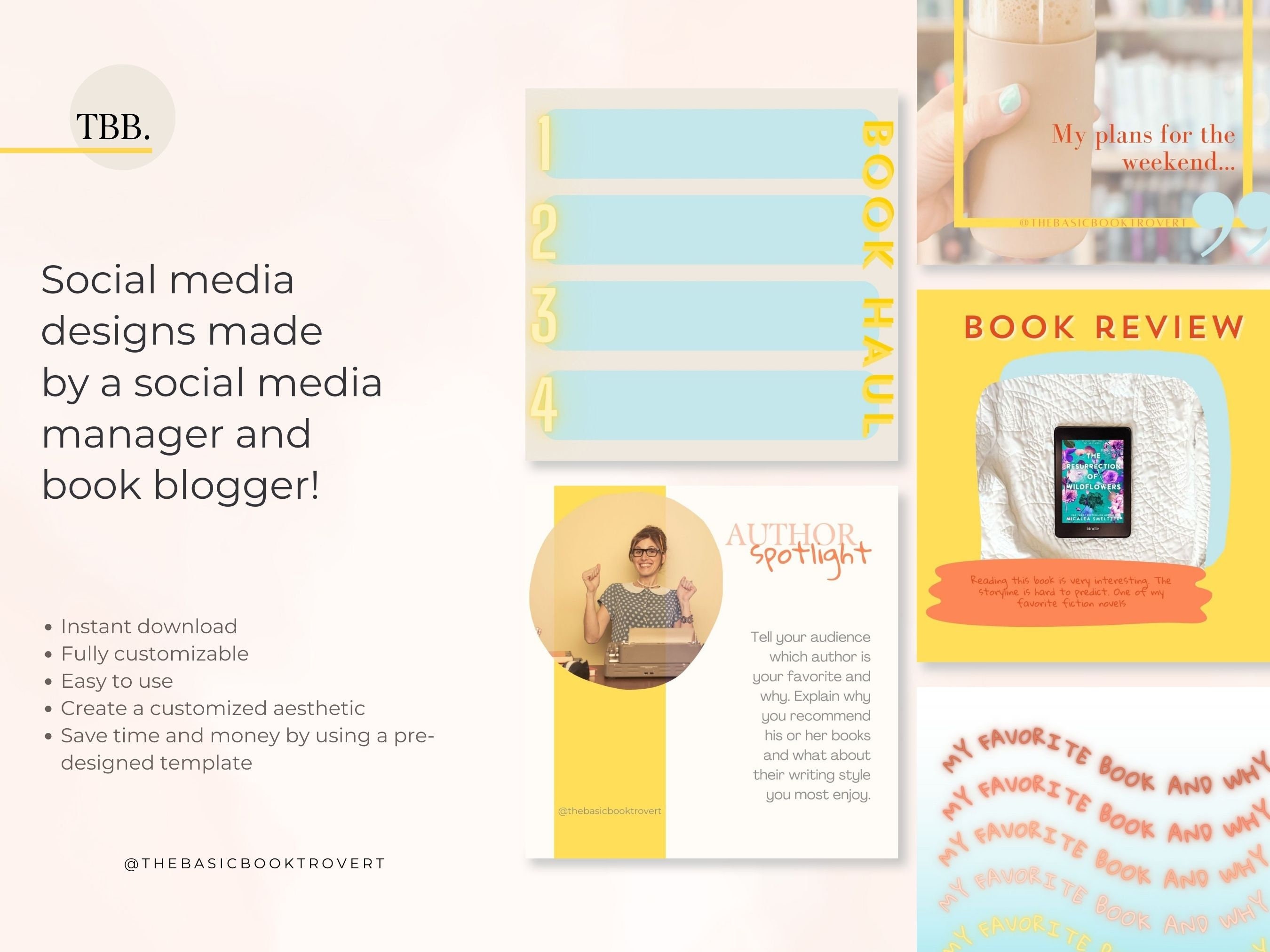 Book Instagram Post Templates, Bright Bookstagram Templates ...