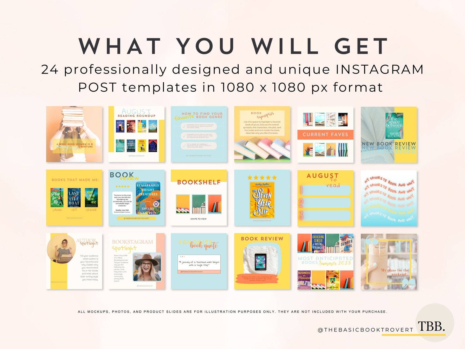 Book Instagram Post Templates, Bright Bookstagram Templates ...