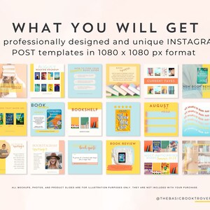 Book Instagram Post Templates, Bright Bookstagram Templates ...