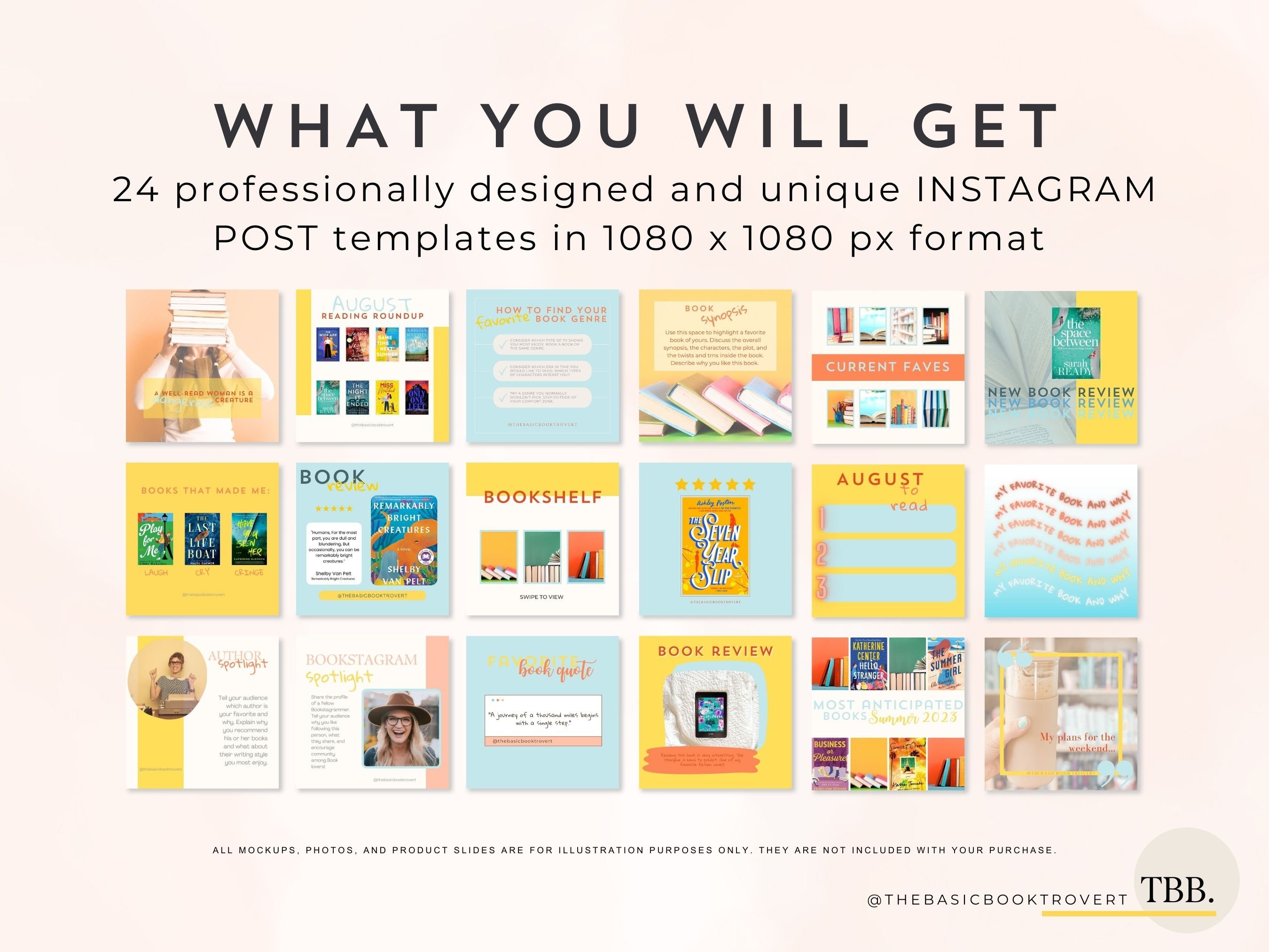 Book Instagram Post Templates, Bright Bookstagram Templates ...
