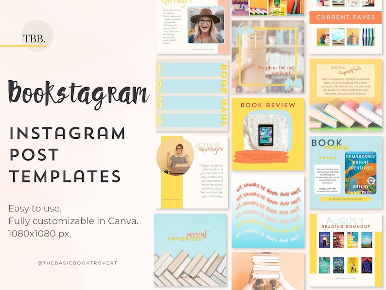 Book Instagram Post Templates, Bright Bookstagram Templates ...