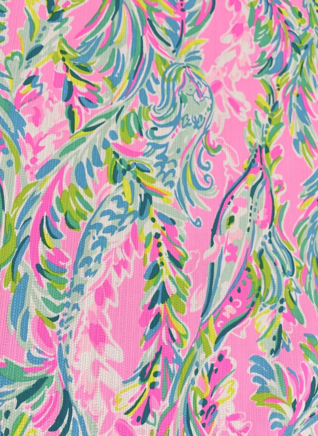 Pink Mermaid Unicorn Dobby Cotton Fabric Preppy 9x17 or 17x17 FQ Fat ...