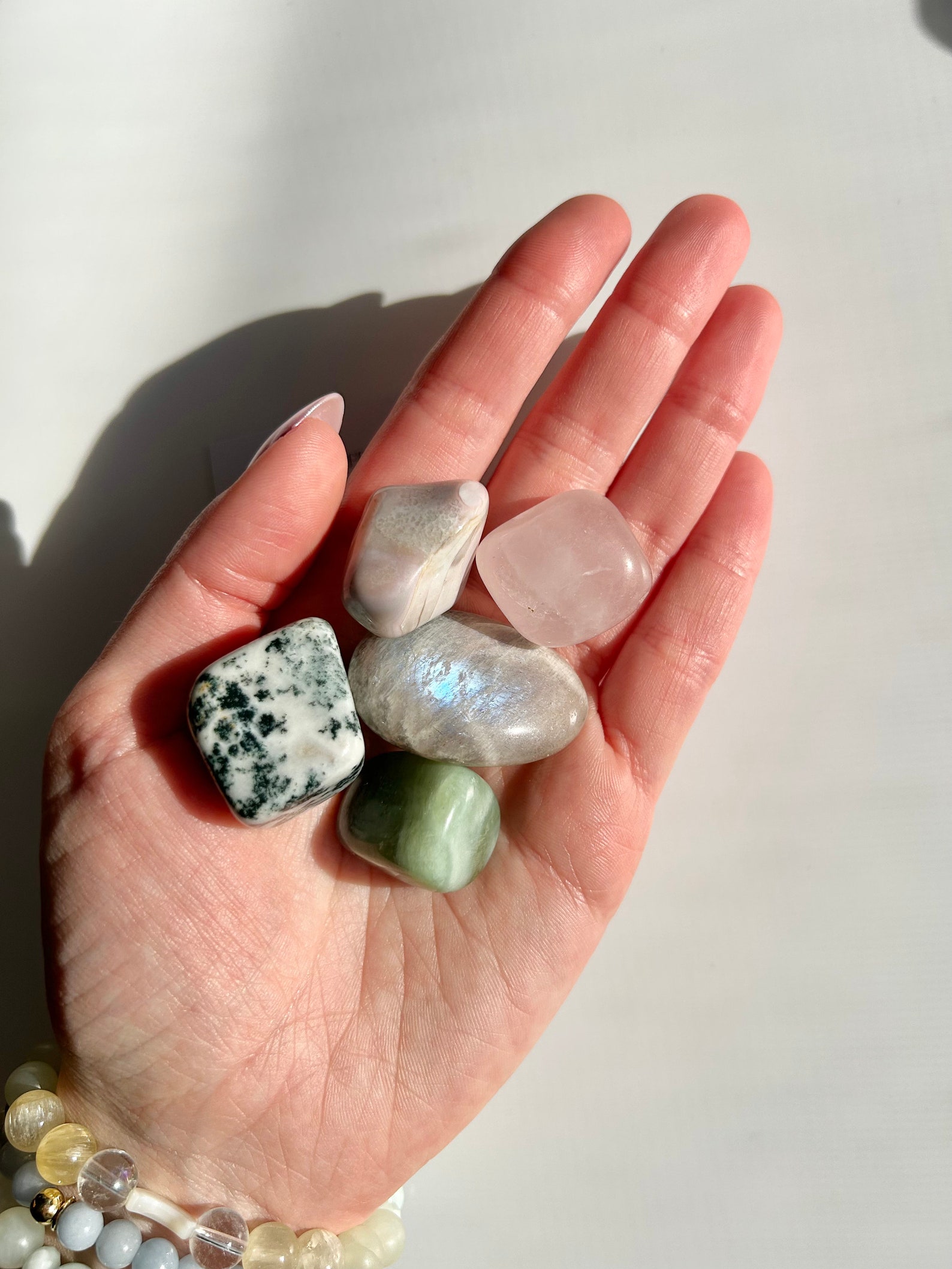 Gratitude Crystal Set: Rose Quartz, Agate, Sunstone, Jade - Etsy