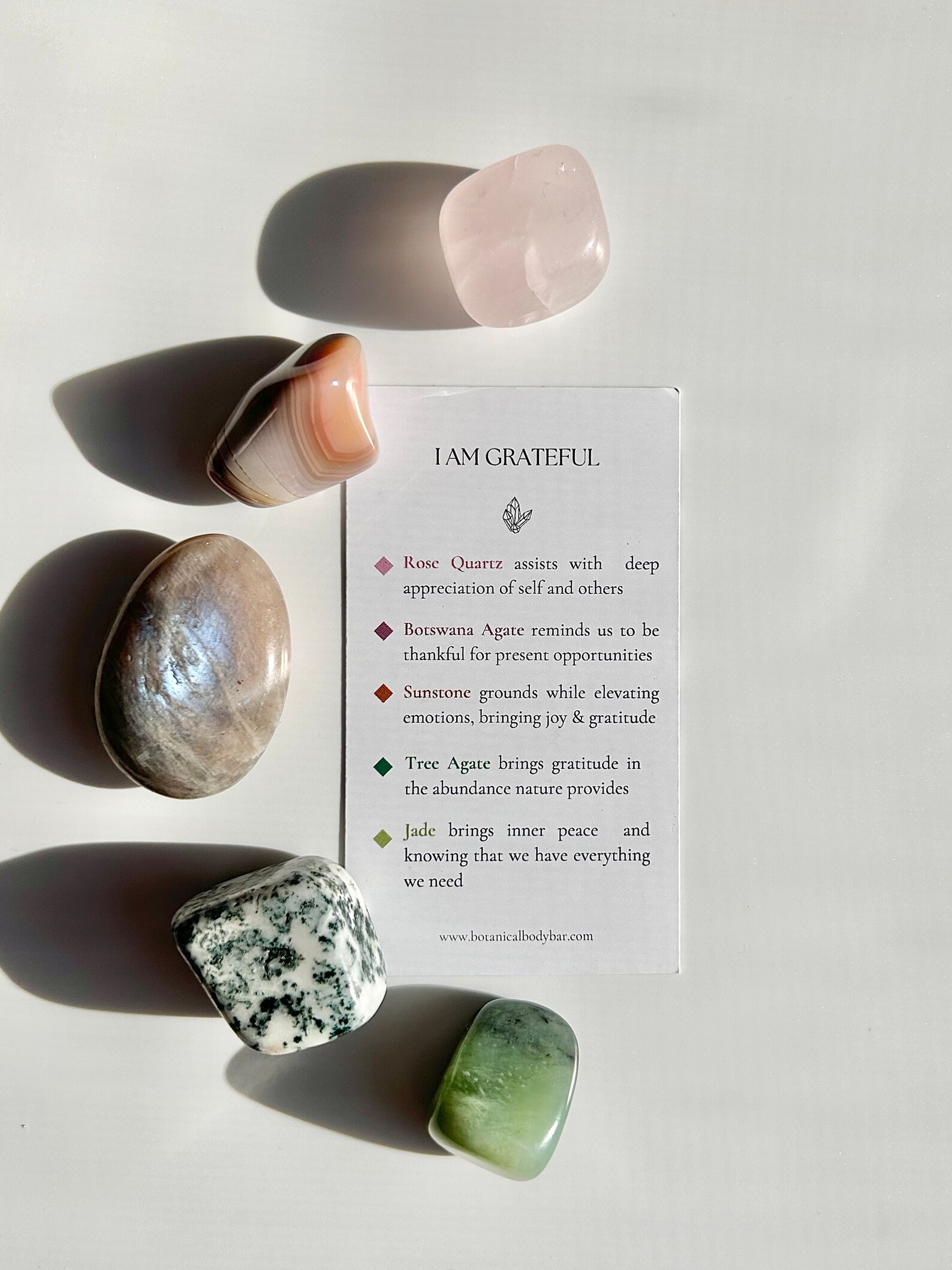 I Am Grateful | Positive Affirmation Crystal Set | Pocket Stones ...