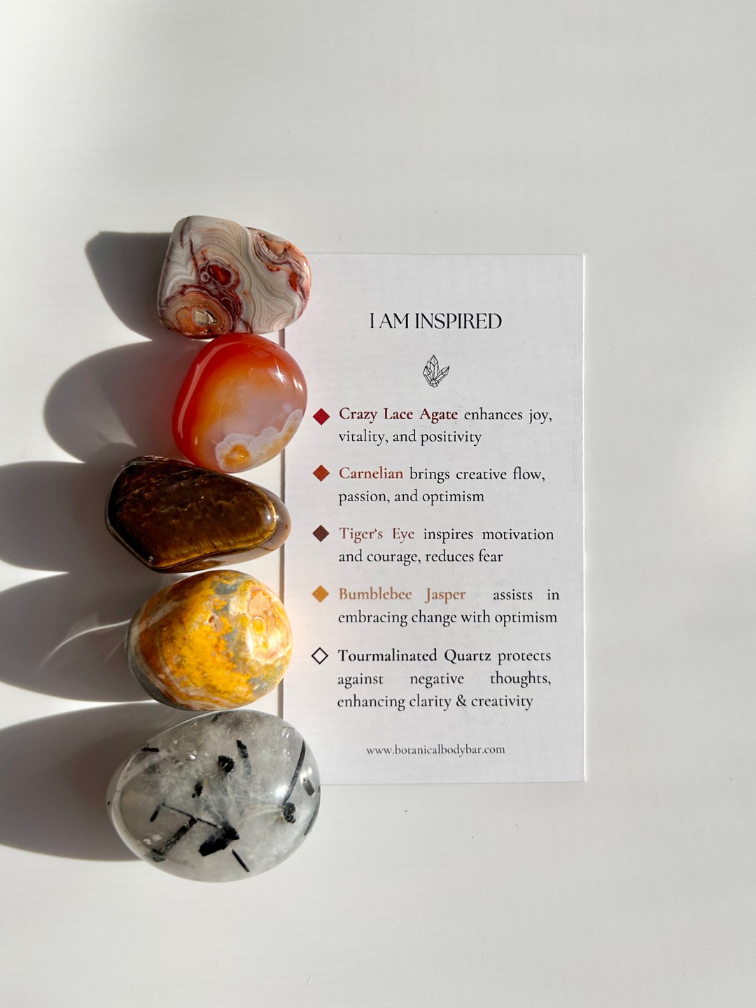 I Am Inspired Positive Affirmation Crystal Set Pocket Stones Positivity ...