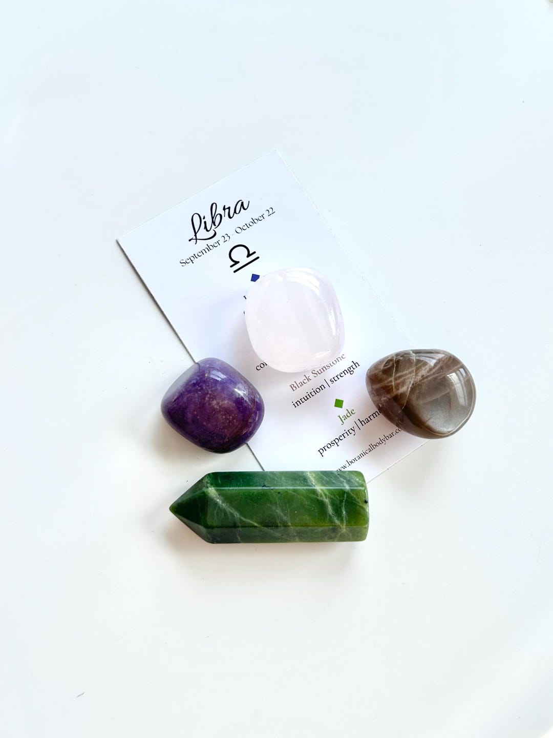 Libra Zodiac Crystal Set: Lepidolite, Sunstone, Jade - Etsy