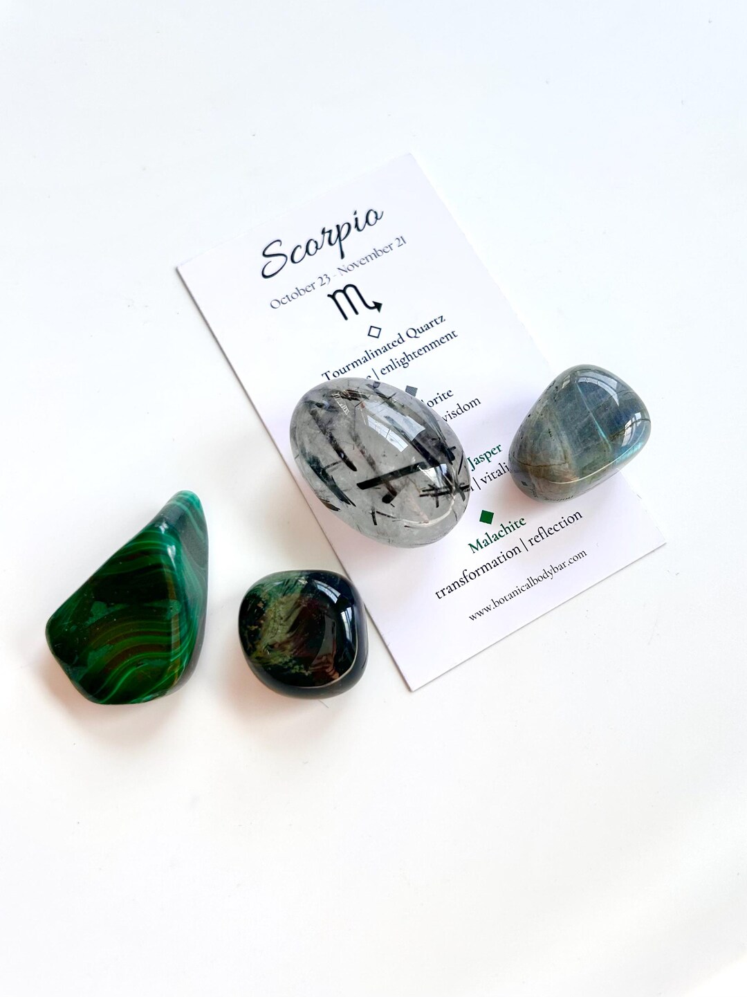 Scorpio Zodiac Crystal Set: Tourmalinated Quartz, Labradorite, Jasper ...