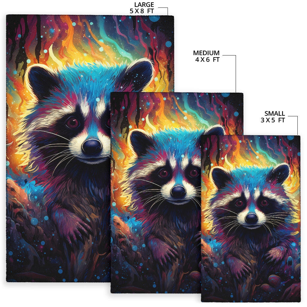 Raccoon Rug, Raccoon Trippy Rug, Raccoon Gifts, Raccoon Decor - Etsy