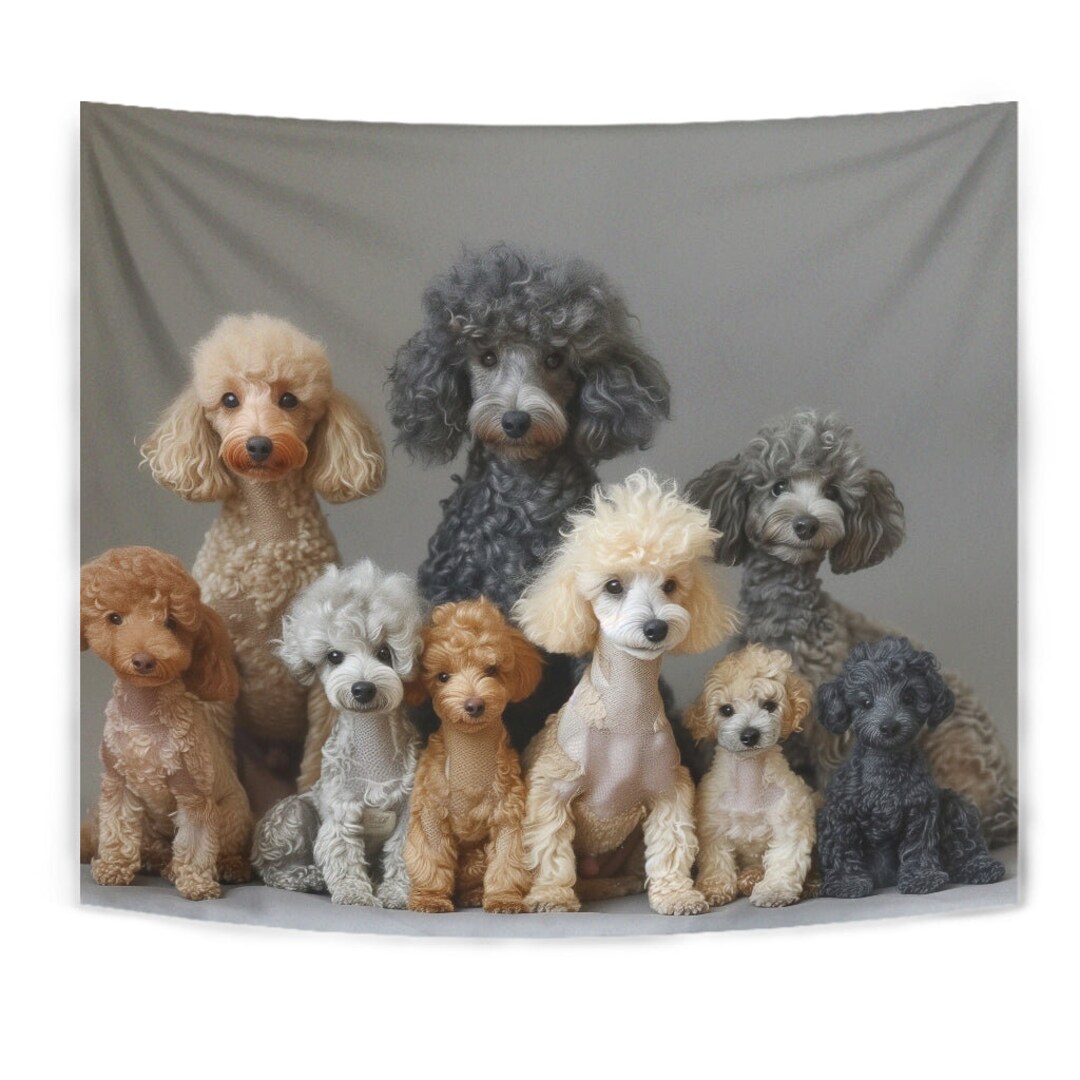 Poodle Family Tapestry, Wall Hanging Art, Poodle Family Room Decoration ...