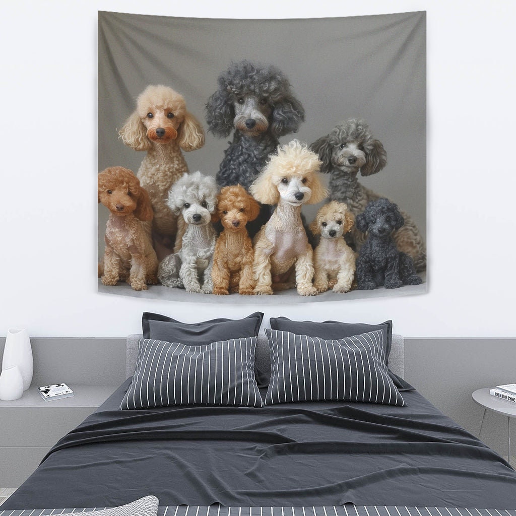 Poodle Family Tapestry, Wall Hanging Art, Poodle Family Room Decoration ...