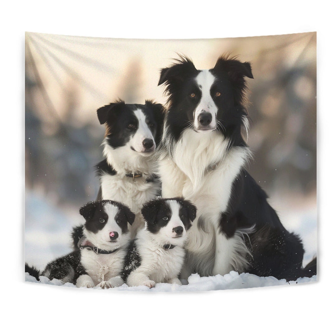 Border Collie Family Tapestry, Wall Hanging Art, Border Collie Family ...
