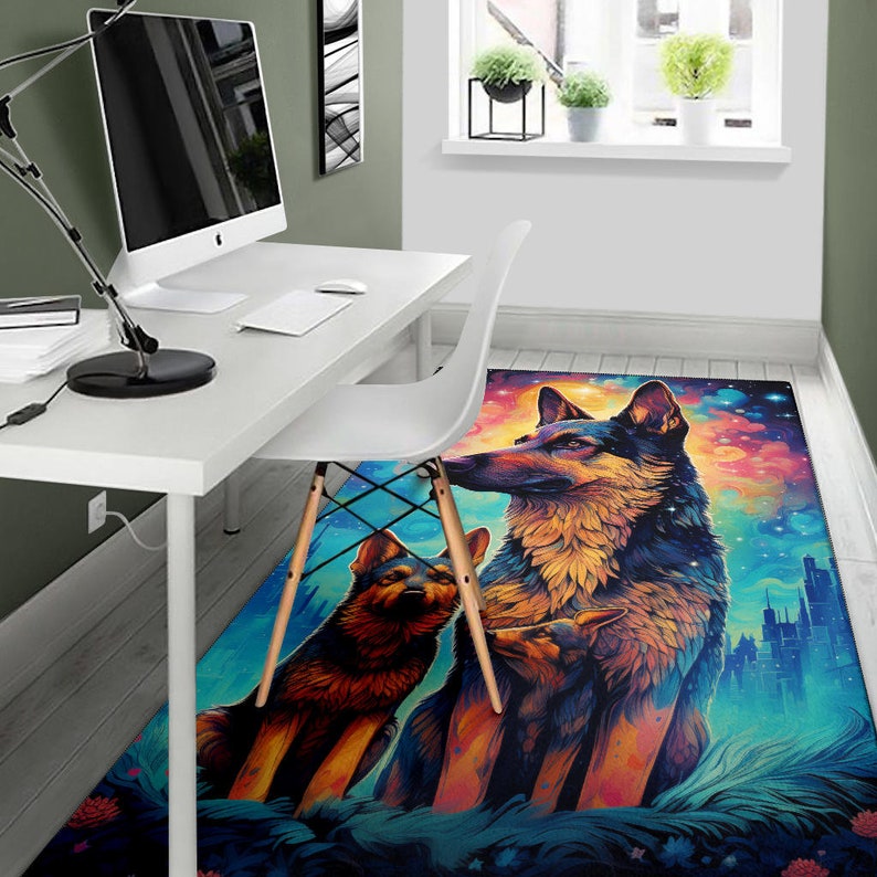 German Shepherd Area Rug, German Shepherd Trippy Rug, German Shepherd ...