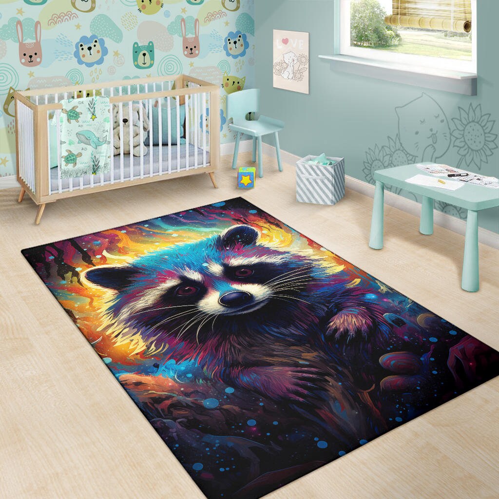 Raccoon Rug, Raccoon Trippy Rug, Raccoon Gifts, Raccoon Decor - Etsy